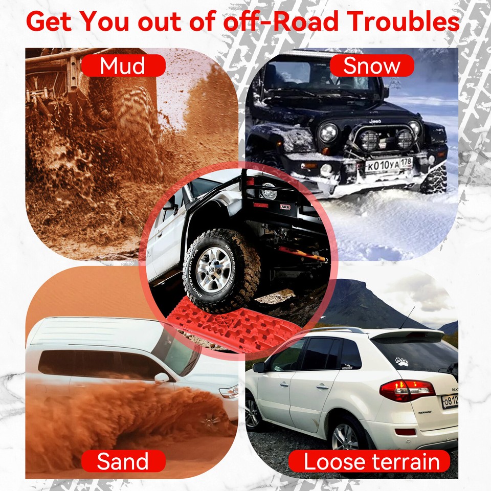 2 PCS Recovery Tracks Sand Mud Snow Traction Boards Off Road Mat Tire ...