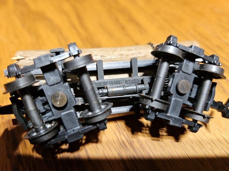 HO scale AHM Rivarossi log logging flat skeleton car train | eBay