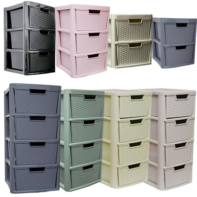 Large Rattan Drawer Storage Unit 2/3/4 Drawers Units Bedroom Office ...