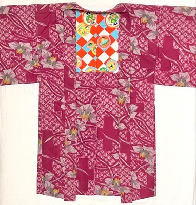 Japanese Meisen Retro Long Haori Flower Cross Pink Red Taisho | eBay