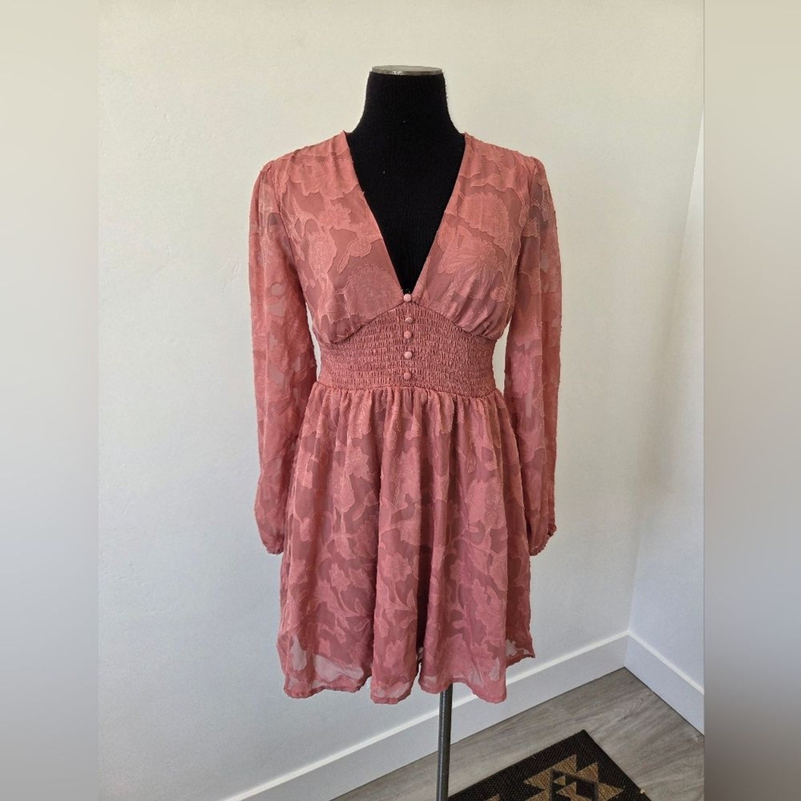 Pink Babydoll Smocked Dress Ruffle Coquette Cottage Fairy Peasant Y2K ...