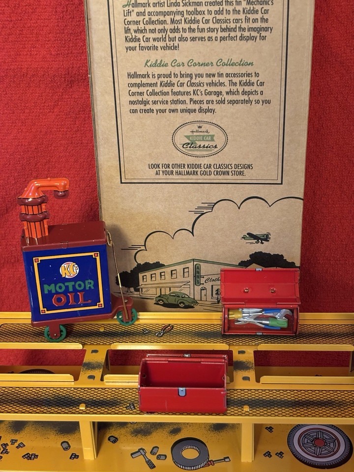 Hallmark Kiddie Car Corner Mechanic's Lift and Toolbox And Oil Cart | eBay
