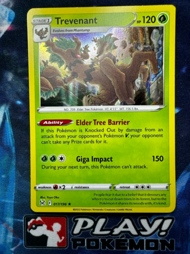 Trevenant 017/196 Holo Rare Lost Origin Pokemon TCG Card NM + Cardsaver ...
