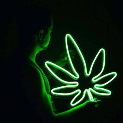 Marijuana Hemp Leaf High Life Weeds Flex LED 24"x24" Neon Sign Light ...