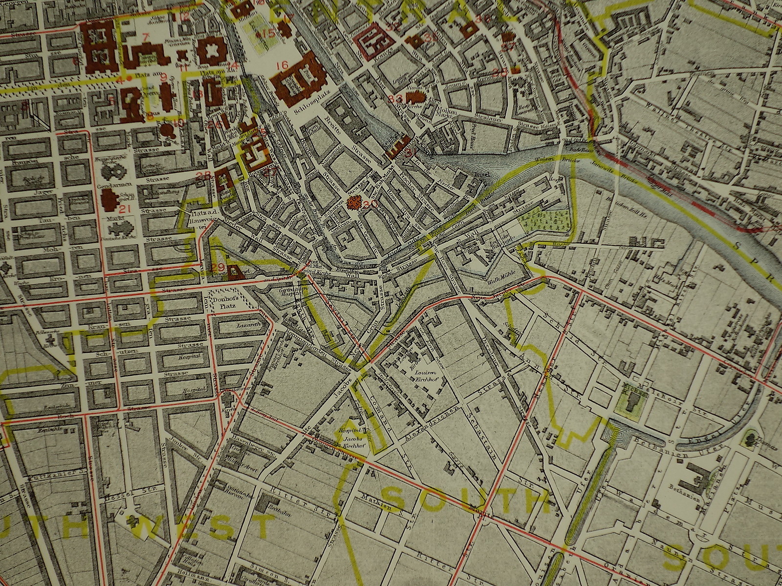1883 LETTS MAP ~ CITY OF BERLIN PLAN PUBLIC BUILDINGS OPERA HOUSE ...