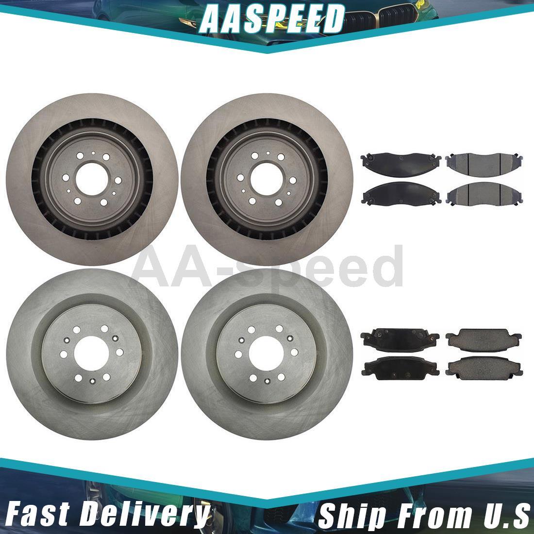 Front and Rear Brake Rotors and Brake Pads For 2006 2007 2008 Cadillac ...