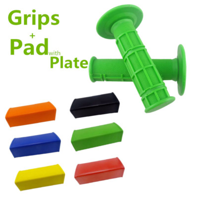 Green Handlebar Fat Motorcycle Bike Handle Bar Pad with Plate 22mm Hand ...