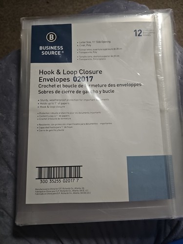 12.5x10'' Clear Plastic Envelopes Hook Loop Closure Receipt Storage ...