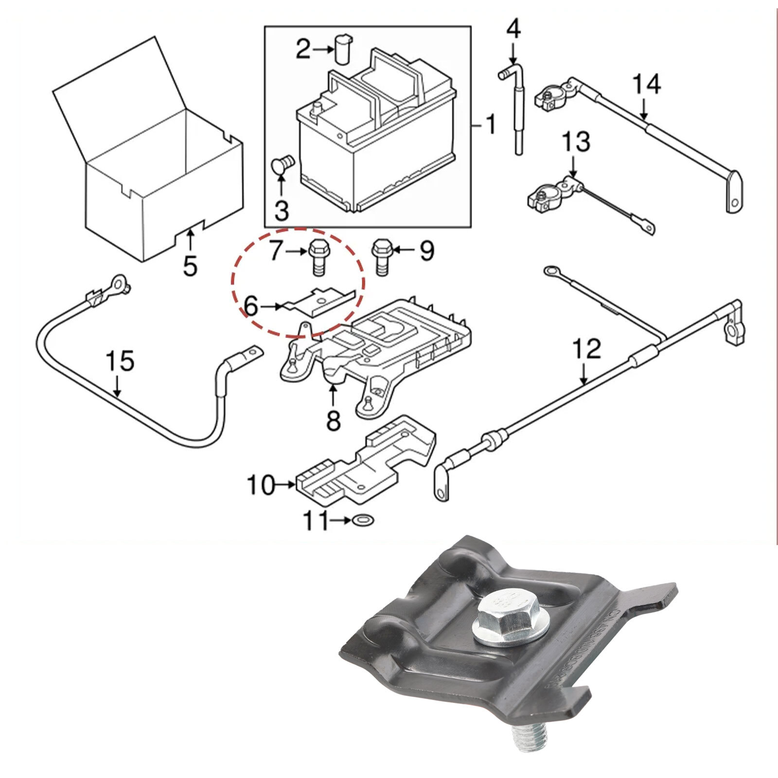 1J0803219 Battery Hold Down Clamp Bracket + Bolt For VW Golf Mk4 Mk5 ...