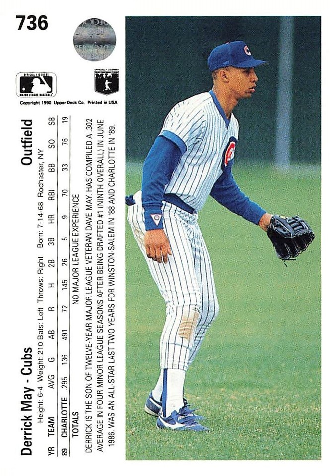 1990 Upper Deck #736 Derrick May Chicago Cubs | eBay