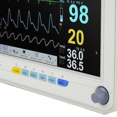 12 ICU CCU Patient Monitor ECG NIBP SPO2 TEMP RESP PR Touchscreen | eBay