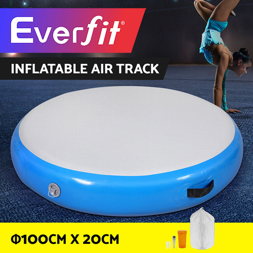 Everfit 1m Air Track Spot Inflatable Gymnastics Tumbling Mat Round Blue ...