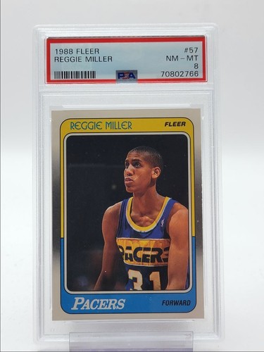 REGGIE MILLER 1988-89 FLEER NBA ROOKIE BASKETBALL PACERS #57 RC PSA 8 ...