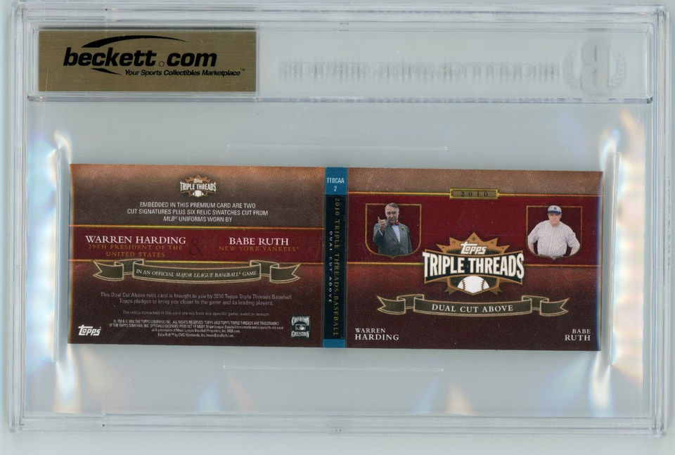 BABE RUTH President WARREN HARDING 2010 Topps Triple Threads Dual Auto ...