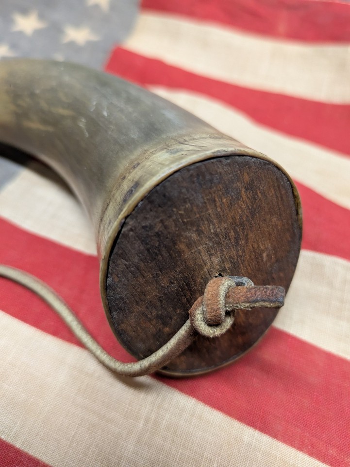 Antique 1800's Small Primitive "Day Horn " Powderhorn W/ Leather Strap ...