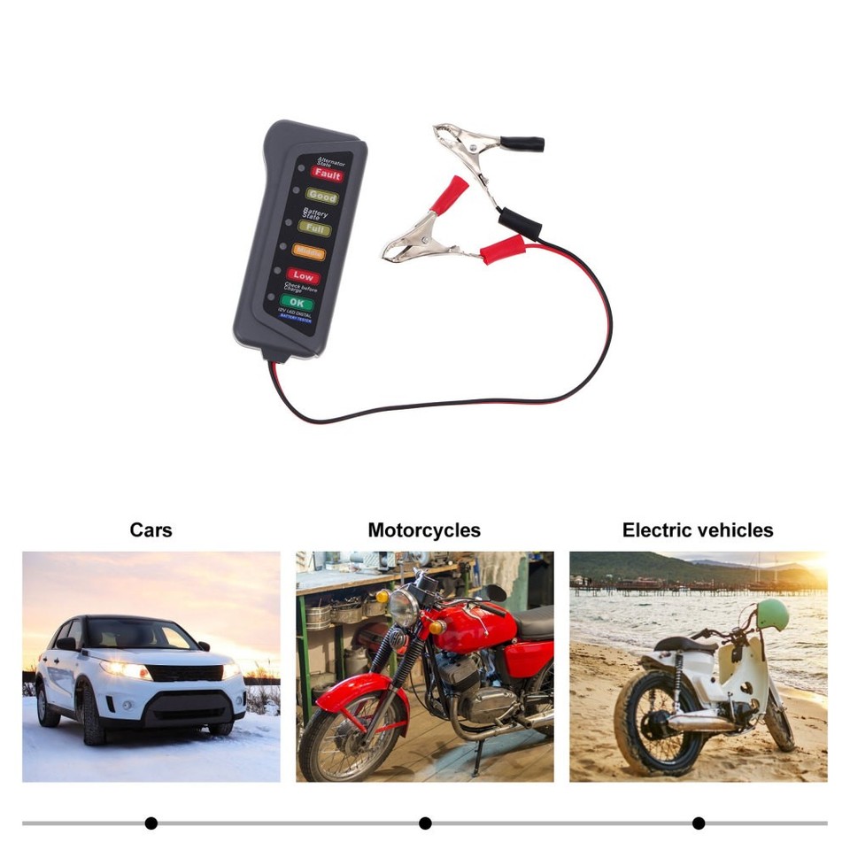 Motorcycle Battery Tester Car Alternator Tester 12v Battery Load Tester ...