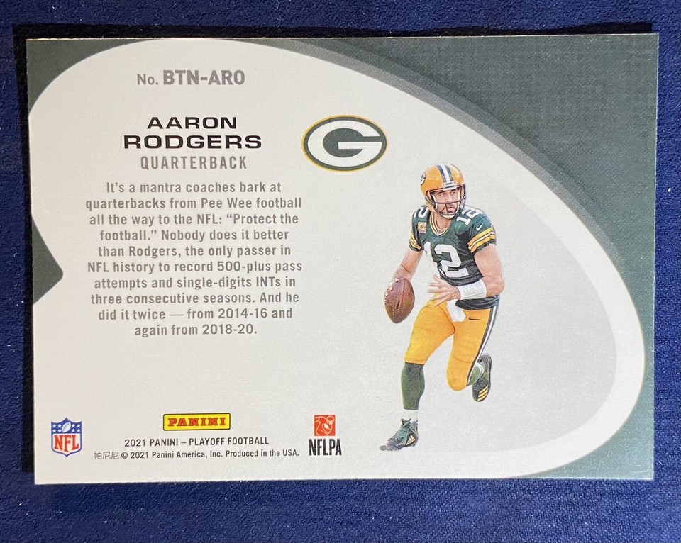 Aaron Rodgers 2021 Panini Playoff Behind the Numbers #BTN-ARO Packers ...