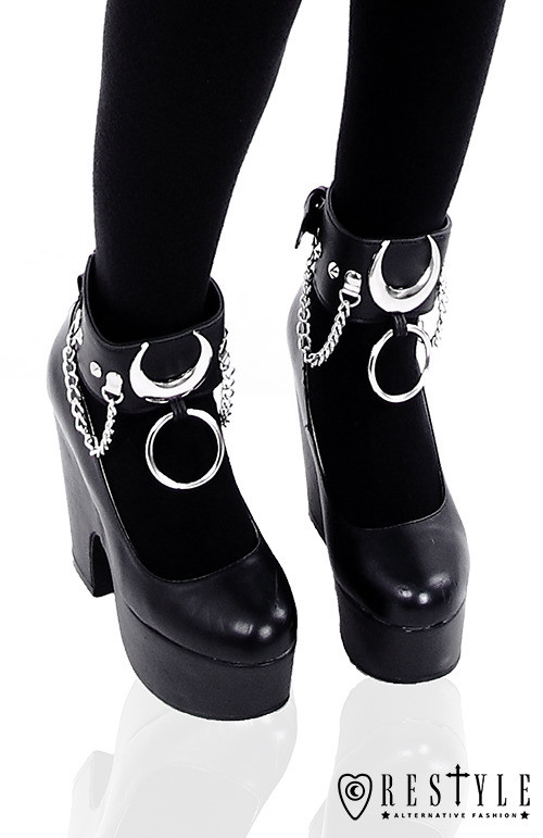 Restyle Iron Moon Cuffs Black Gothic Emo Punk Shoes Ankle Bracelets Anklets | eBay