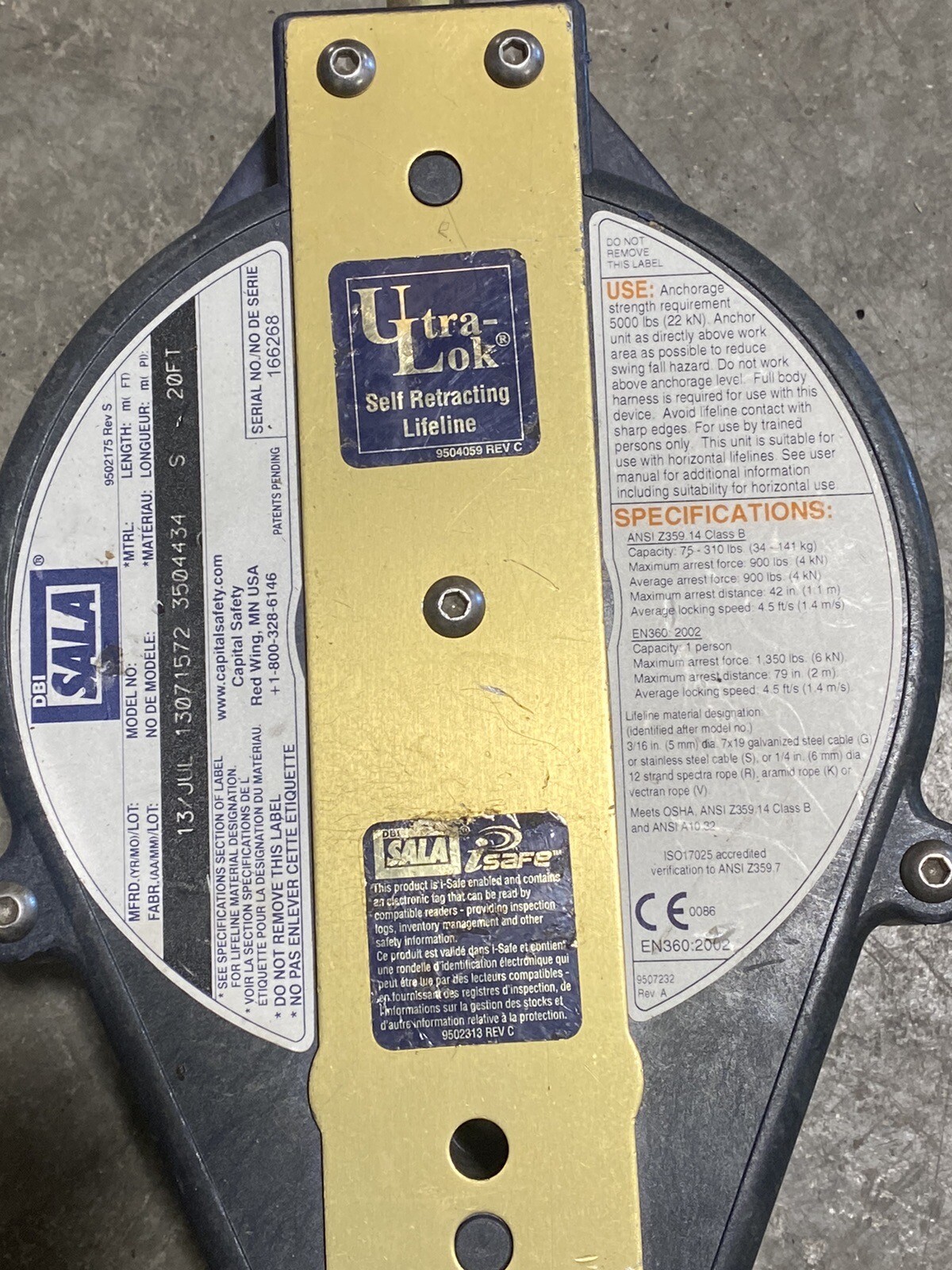 DBI-SALA Ultra-Lok Self-Retracting Lifelines Galvanized, 20ft ...