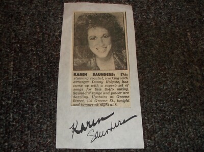 Karen Saunders signed paper w/newspaper photo 1991 Cabaret singer NYC | eBay