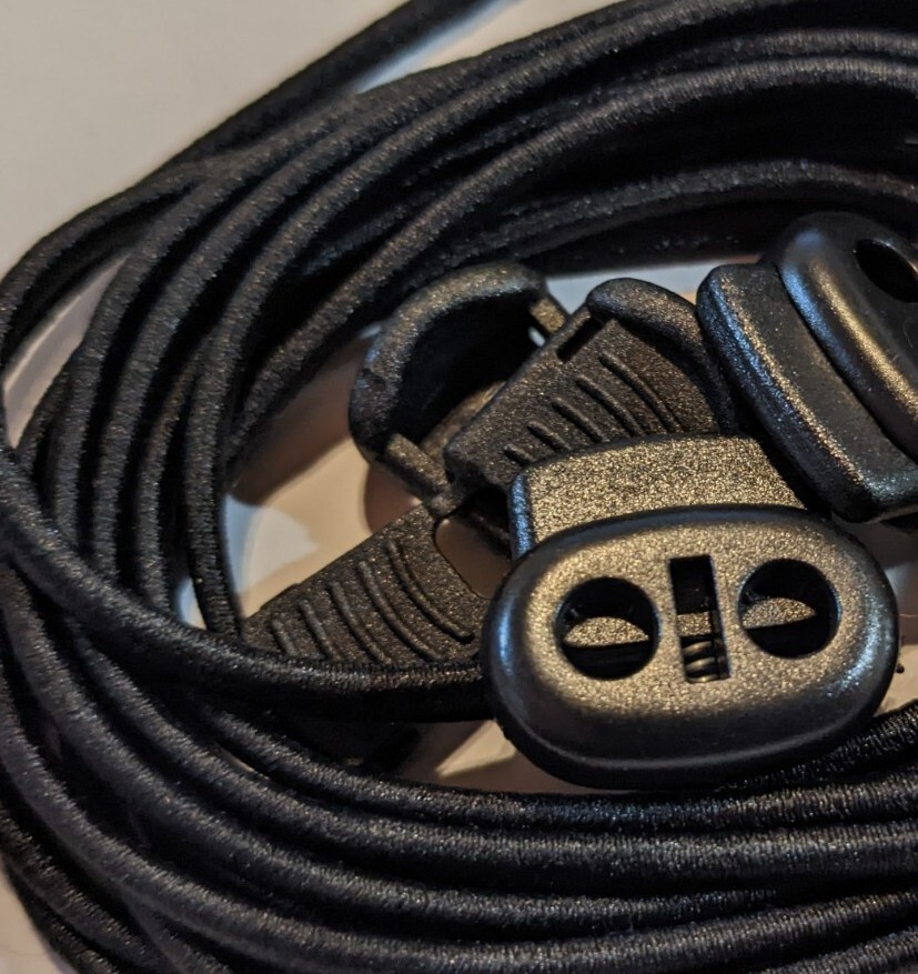 No Tie BLACK Elastic Shoelace Lock Laces Shoe Strings Locking Toggle | eBay