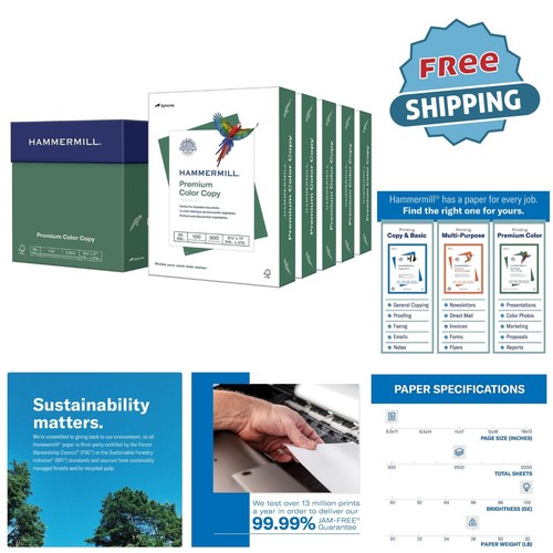 Color Copy Paper 28 lb, 5 Reams, 2500 Sheets - 100 Bright, Smooth ...
