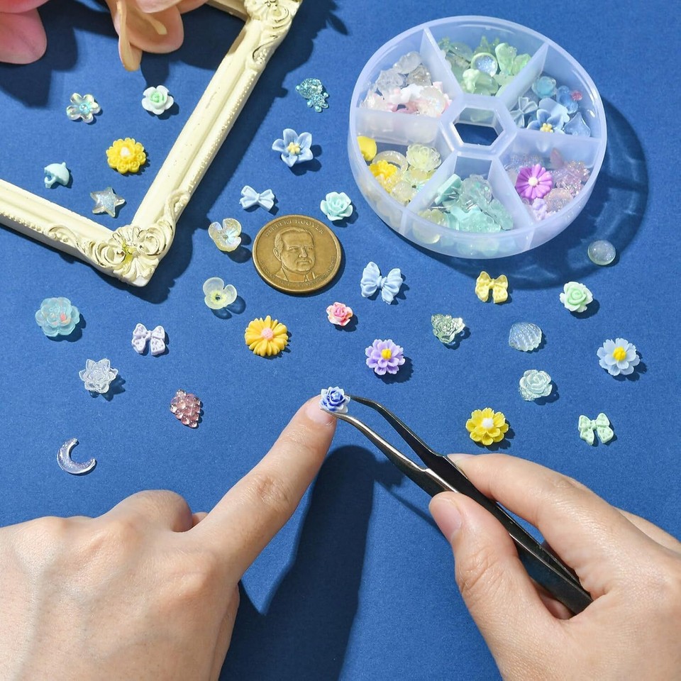 126x Luminous Flower Resin Floral Bow Charm Cabochon for DIY Jewelry ...