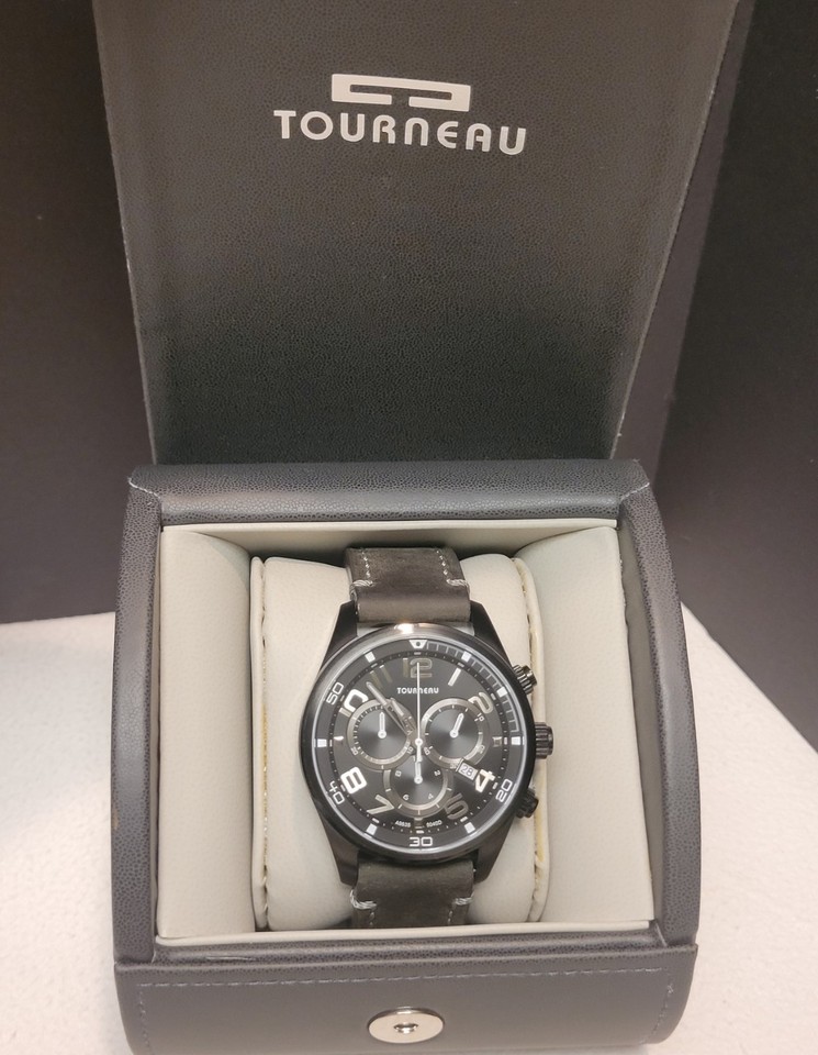 Black Tourneau Watch with Grey Leather Band | eBay