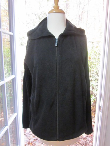 Debbie Morgan Black Fleece Full Zip Up Long/S Hooded Jacket Women M ...
