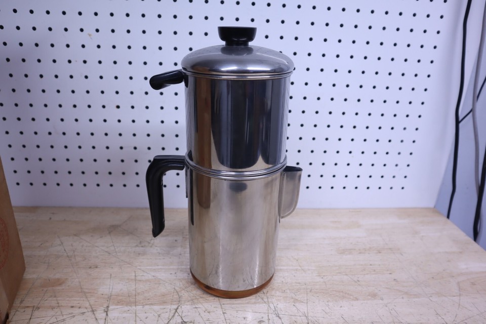 Vintage Revere Ware 6 Cup Stainless Copper Bottom Drip Coffee Maker Pot ...