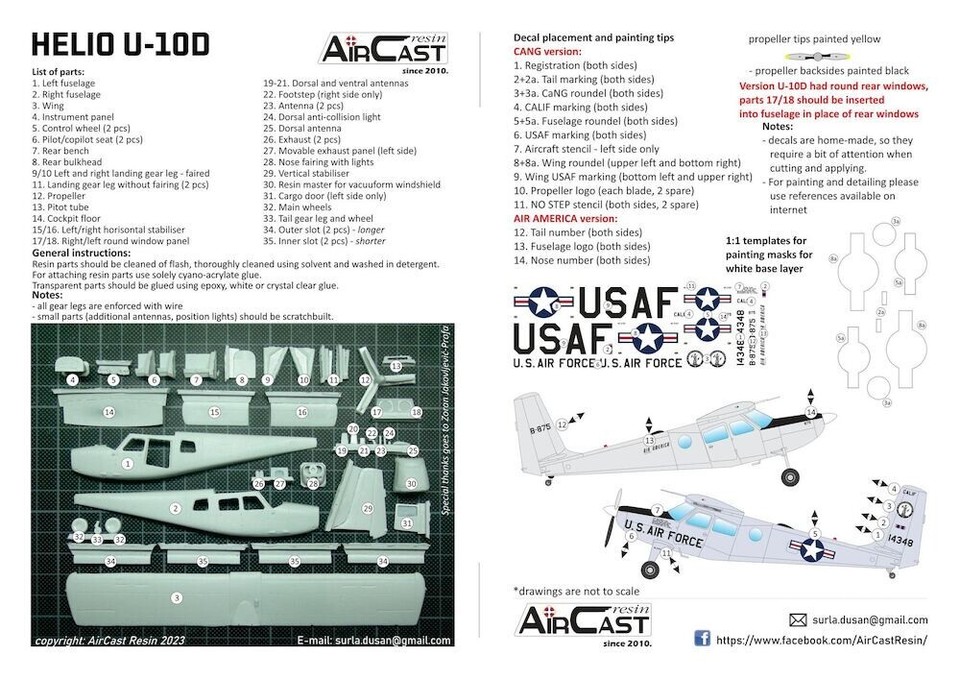 New! AirCast Resin ACR-72036 Helio U-10D Super Courier, USAF 14348 - 1: ...