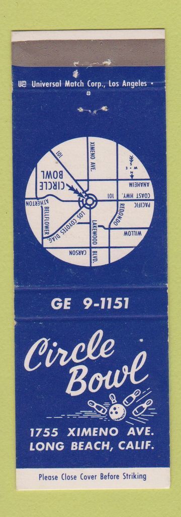 Matchbook Cover - Circle Bowling Long Beach CA | eBay