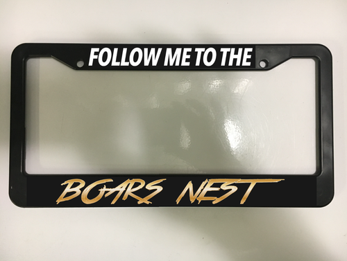 FOLLOW ME TO THE BOARS NEST DUKES OF HAZZARD CAR Black License Plate ...
