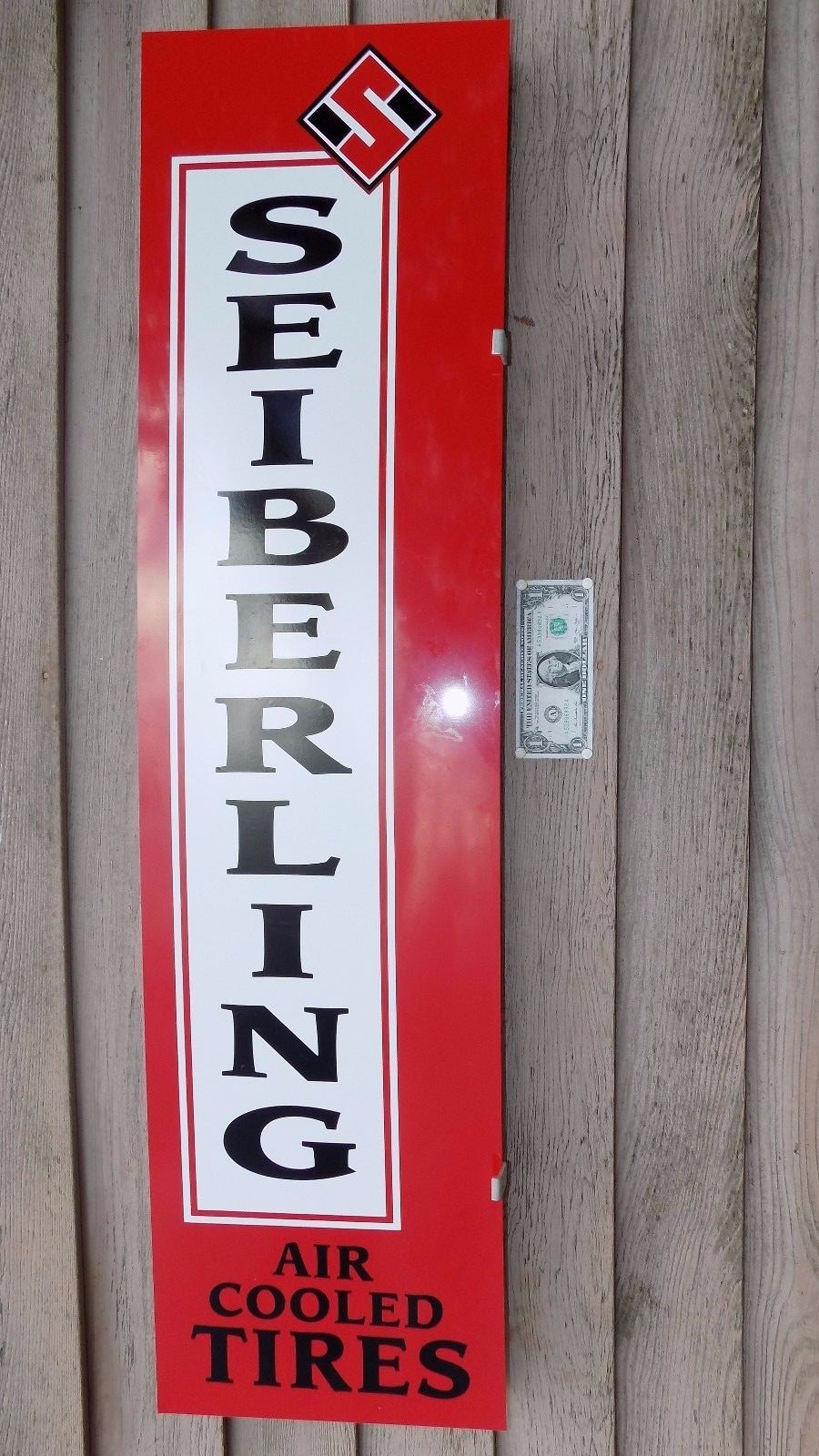 EARLY/VINTAGE STYLE SEIBERLING AIR COOLED TIRES SIGN 1'X46" ALUMINUM 2 ...