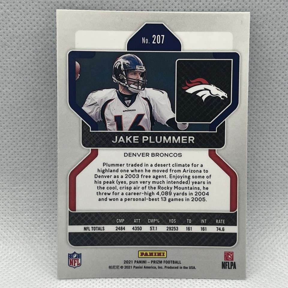Jake Plummer 2021 Panini Prizm Football Chrome Base Card #207 Denver ...