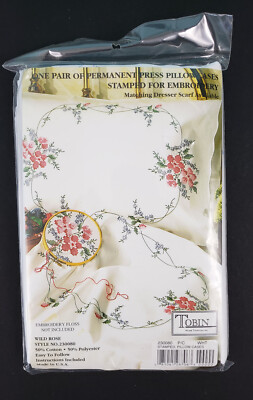 Tobin Stamped For Embroidery Pillowcase Pair 20"X30"-Wild Rose 230080 ...