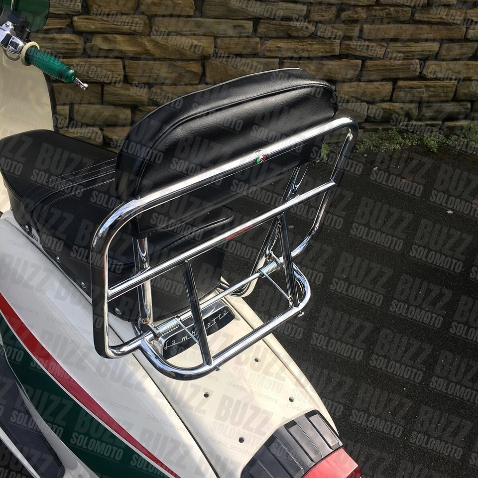 Lambretta Vespa Universal Rear Carrier with Backrest Cuppini Chrome ...