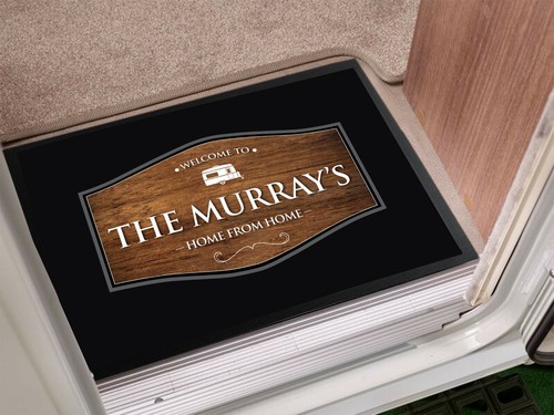 Personalised Caravan Camper Van door mat - wood effect mat 60 x 40 cm ...