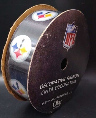GROSGRAIN RIBBON 7/8" X 9ft Spool Pittsburgh Steelers Black Logo ...