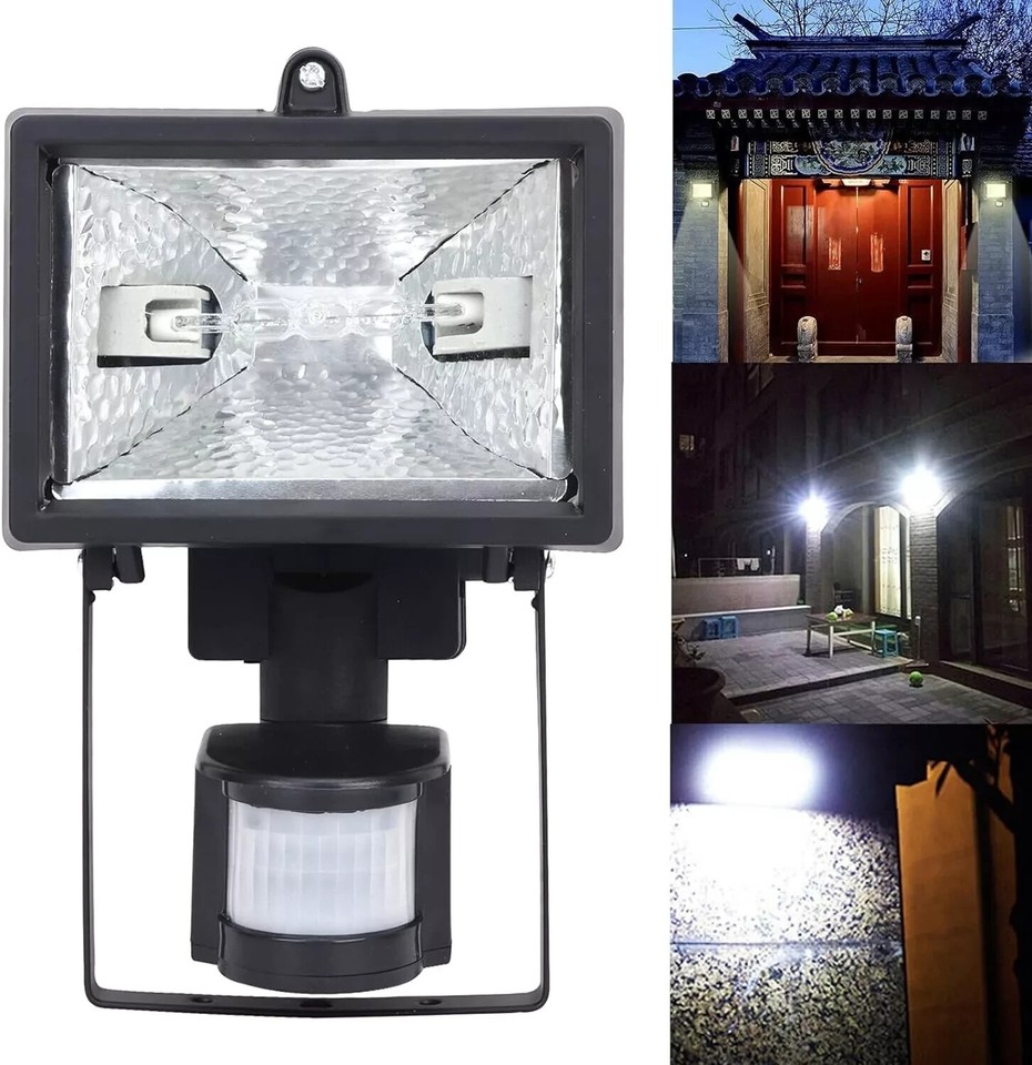 120W Halogen Floodlight Security Light with Motion PIR Sensor Outdoor ...