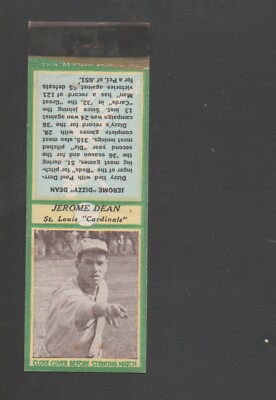 1935-36 Diamond Baseball Matchcover #44 Jerome "Dizzy" Dean-St Louis ...