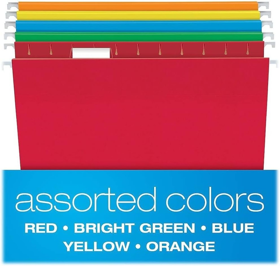 Pendaflex Hanging File Folders, Letter Size, Assorted Letter, Colors ...