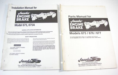 Jacobs Engine Jake Brake 675 Mack Installation & Parts Manual Book ...