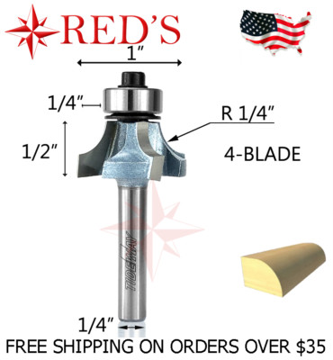 Tideway Carbide IND LC06020804Z4 1/4"R 4-blade Round Over 1/4" shank ...