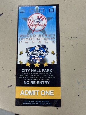 2000 World Series Parade Ticket Subway New York Mets Yankees Derek ...