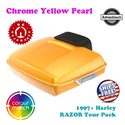 US Stock Chrome Yellow Pearl Razor Tour Pack Pak For 97+ Harley Street ...