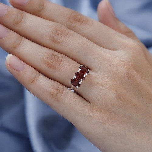 Mozambique Garnet 3 Stone Ring in Sterling Silver 2.60ctw Size 9 | eBay