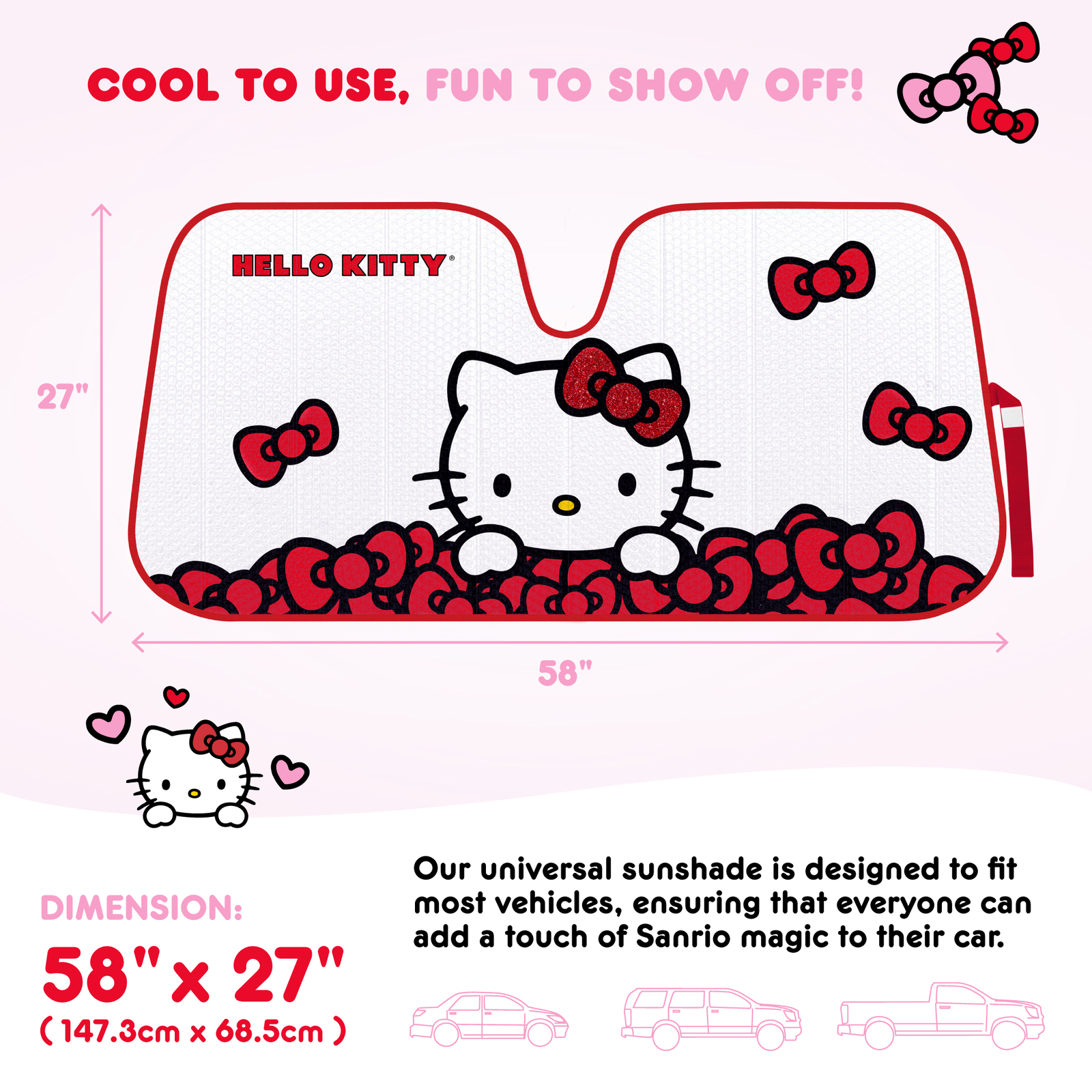 Officially Licensed Hello Kitty "Red Bow Dreams" Front Windshield ...