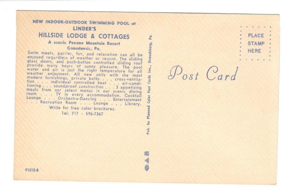 Hillside Lodge & Cottages Canadensis Pennsylvania Vintage Postcard AN48 b | eBay