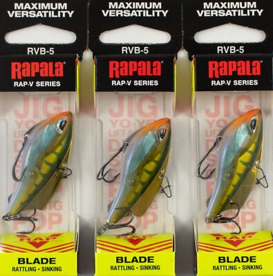 (LOT OF 3) RAPALA RAP-V BLADE 3/8OZ RVB05YB YELLOW PERCH CP7223 | eBay
